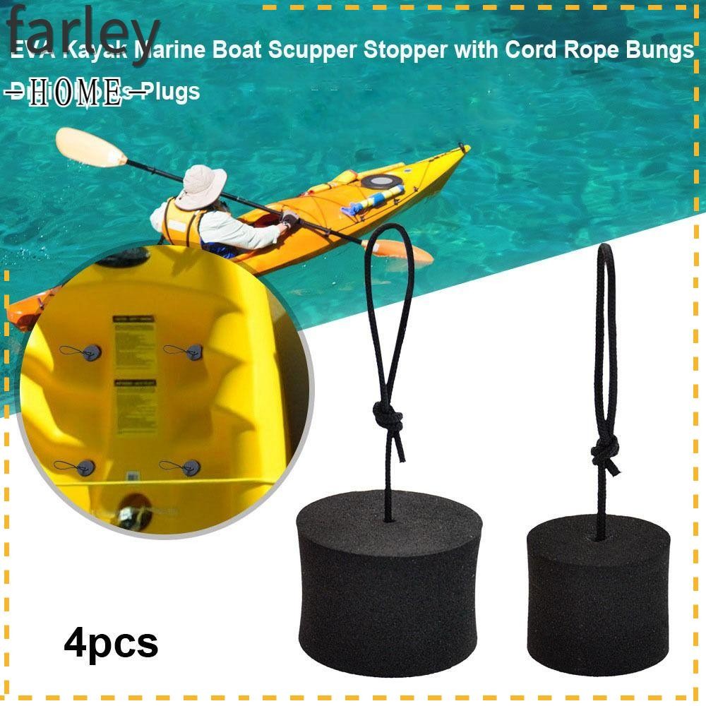 FARLEY 4pcs Kayak Marine Boat Scupper Stopper, with Cord Rope Bungs 2 ...