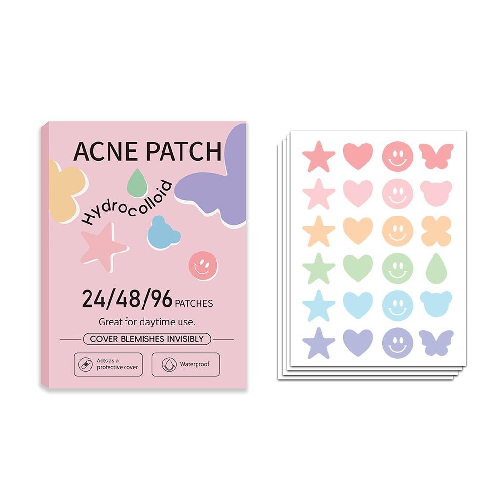 24pcs/48pcs/96pcs Acne Patch Star Smiley Face Water Drop Flower ...