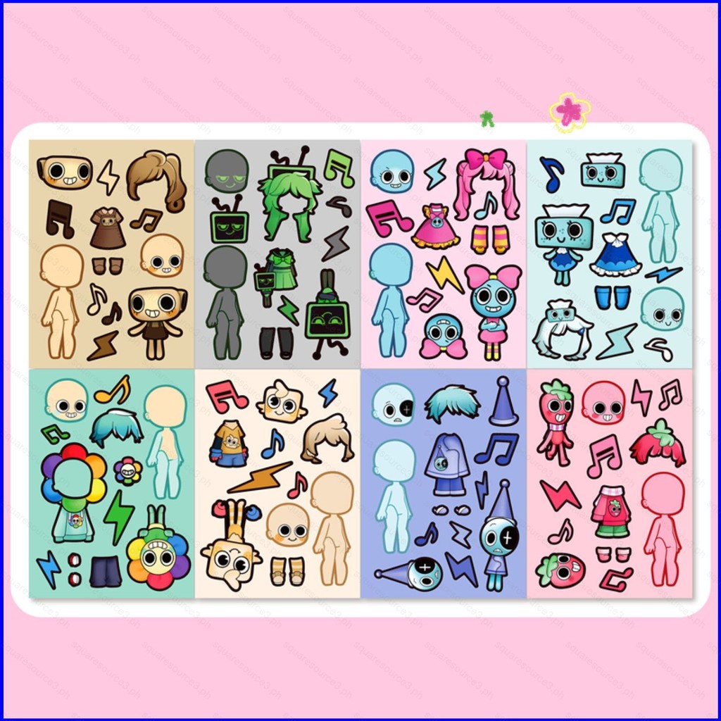 SQ3 Cartoon Sprunki Stickers DIY Fun Dress Up Handmade Materials ...