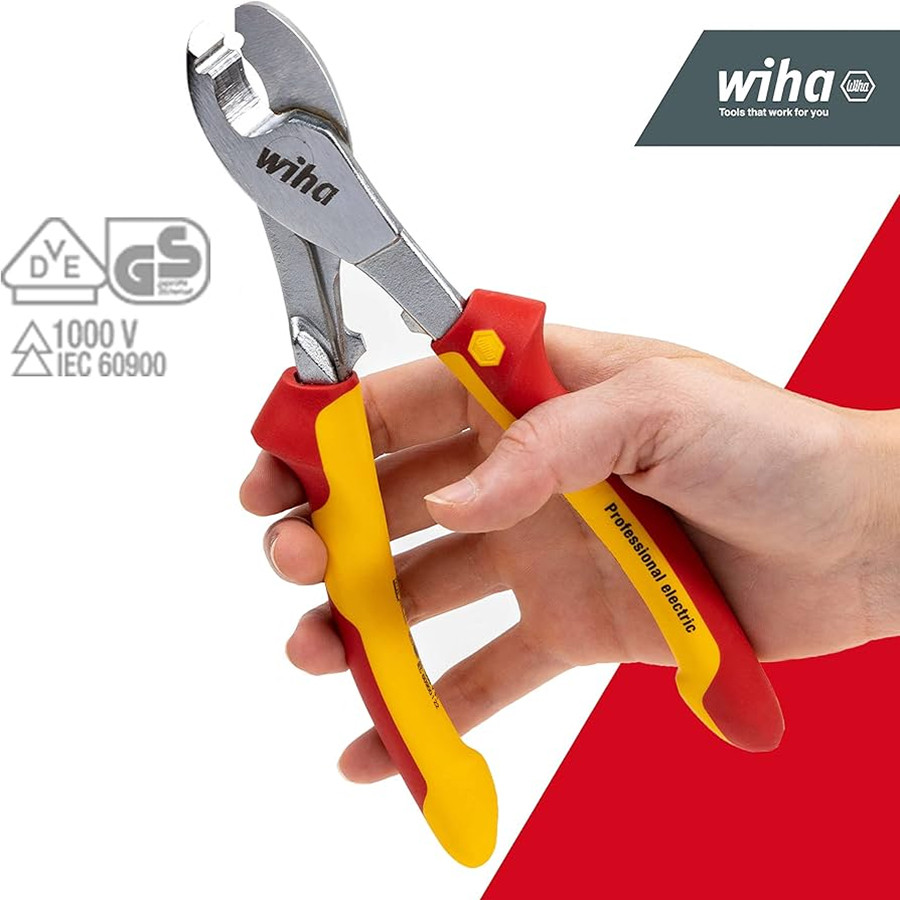 WIHA 43660 Insulated Cable Cutter 1000V VDE-Tested Cutting Edge 180mm ...