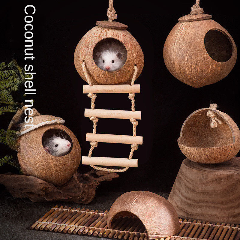 Coconut Hide for Hamster,Hamster Nest,Small Pet Toy,Coconut Shell ...