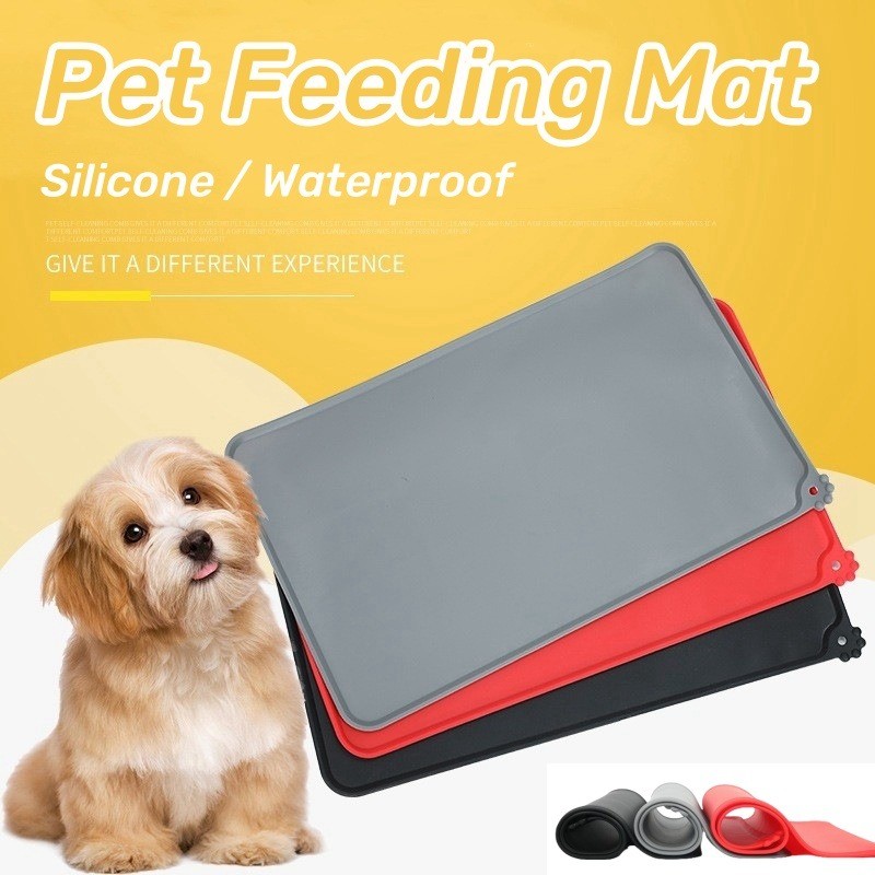 Silicone Pet Feeding Mat Cat Food Plate Mat Durable Foldable with Lips ...