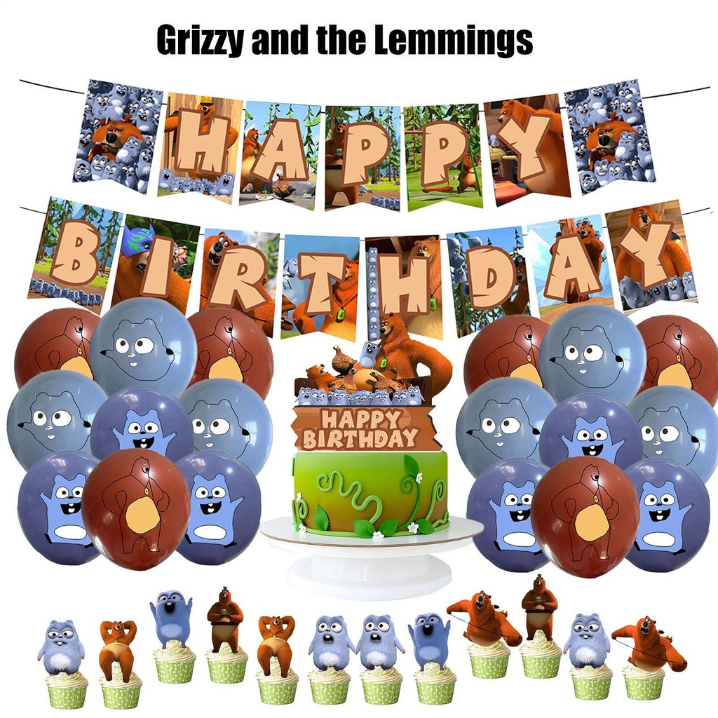 Grizzy And The Lemmings Birthday Parties Balloon Set Pull Flag Balloons ...