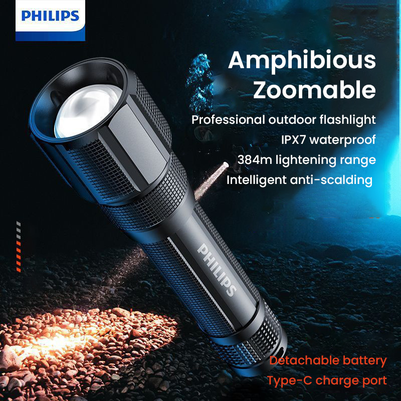 Philips SFL8166 Professional Outdoor Flashlight Variable Zoom 4 Modes ...