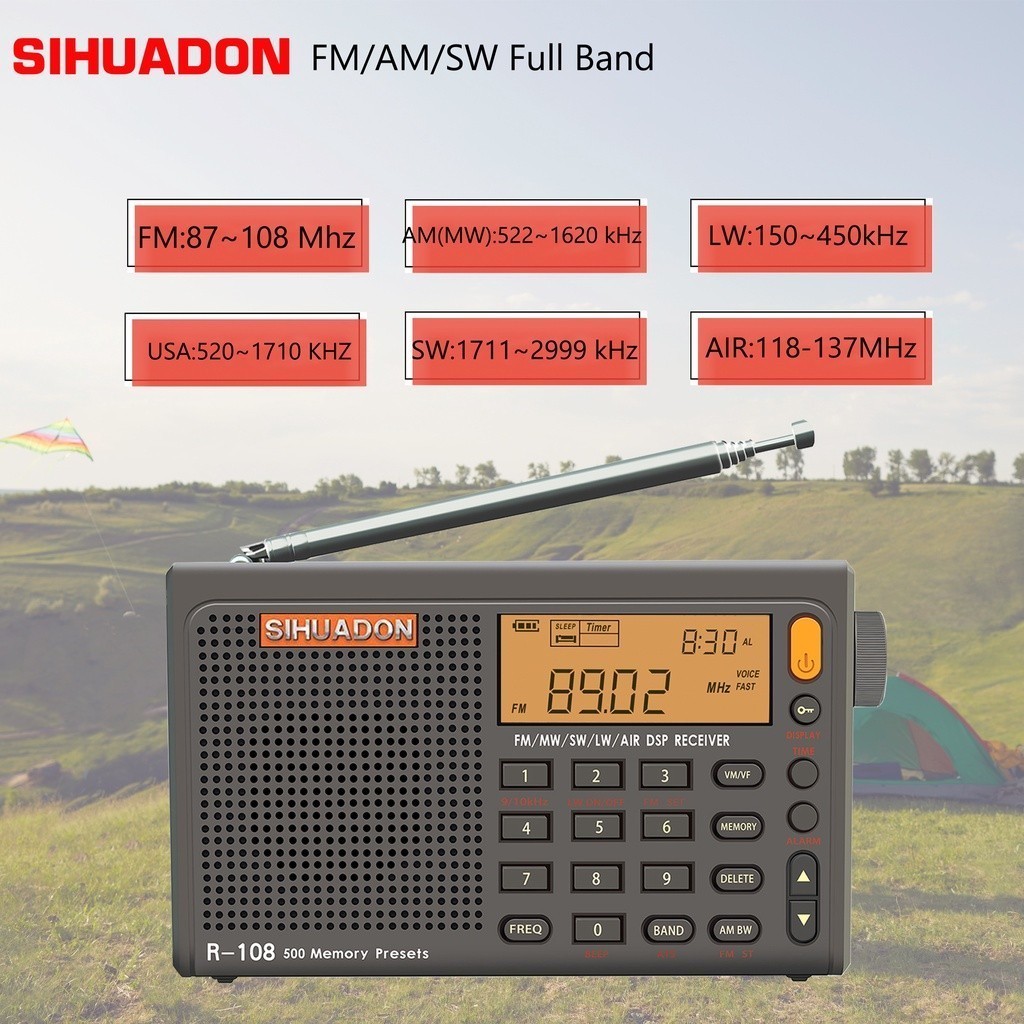 SIHUADON R-108 Speakers Portable Radio FM Stereo Digital Radio AM Alarm ...