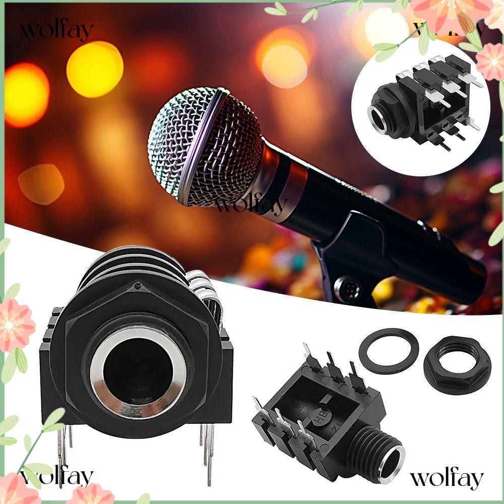 WOLFAY 6.35mm Jack, 6Pin Microphone Socket Stereo Female Headphone ...