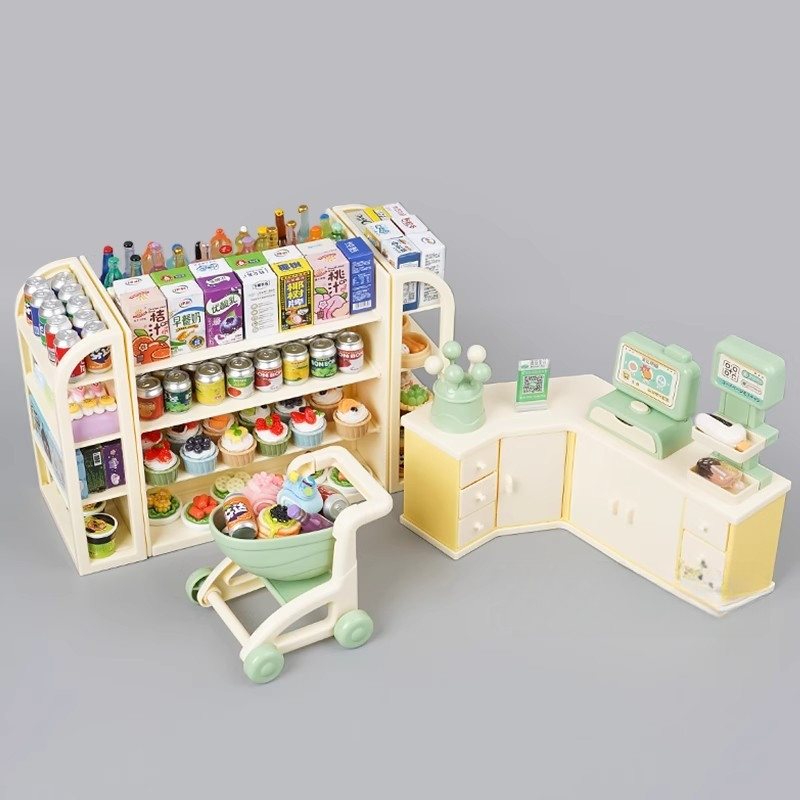 Mini Simulation Supermarket Cashier Machine Shelf Doll House Small ...