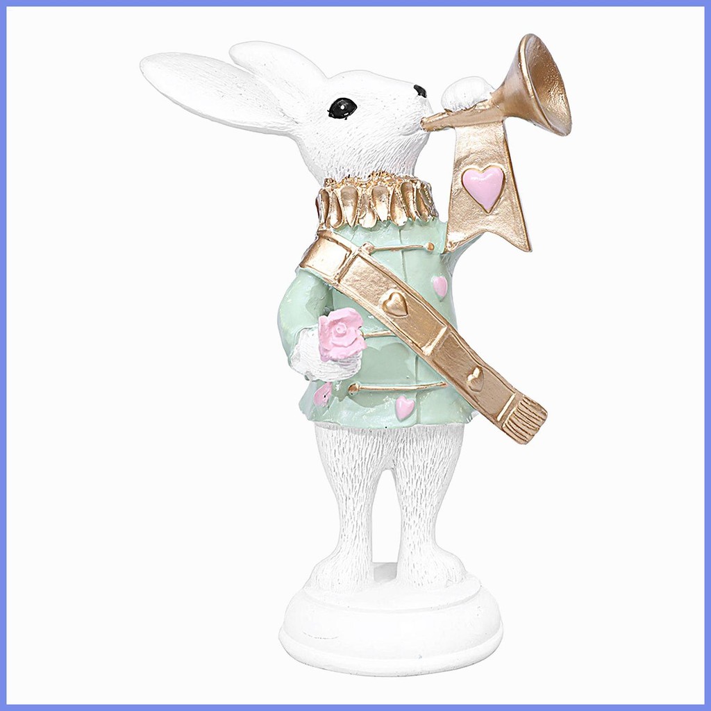 Rabbit Statue Bunny with Trumpet Scepter Statue Funny Decor Crafted ...