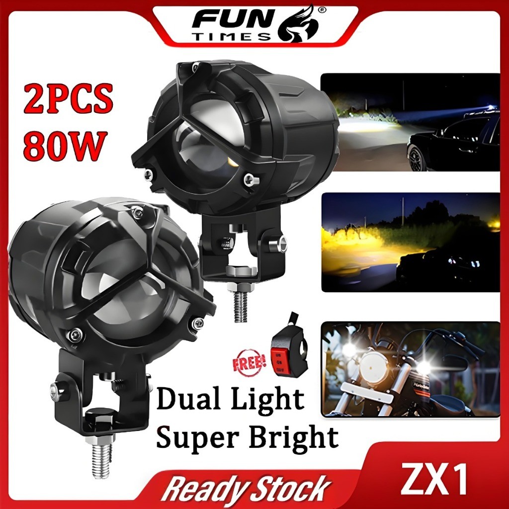 FUNTIMES 1Pair ZX1 Laser Gun Motorcycle Mini Driving Light MDL 80W ...