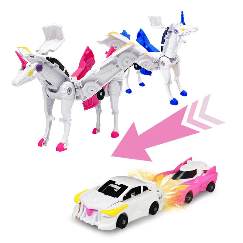 2 in 1 Transformation Car One Step Model Deformed Unicorn Model Cartoon ...