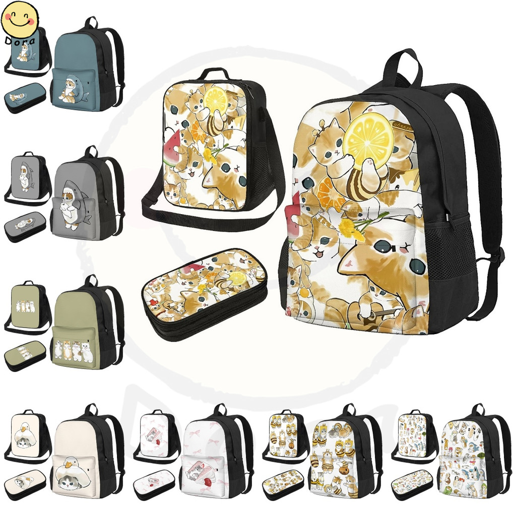 Mofusand 3 pieces set Backpack Set with School Book Bag Lunch Box ...