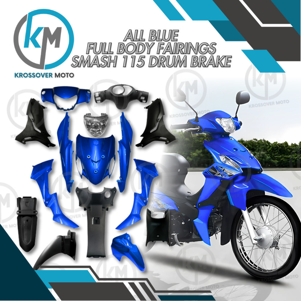 ALL BLUE FULL BODY FAIRINGS FOR SUZUKI SMASH 115 DRUM BRAKE TYPE ...
