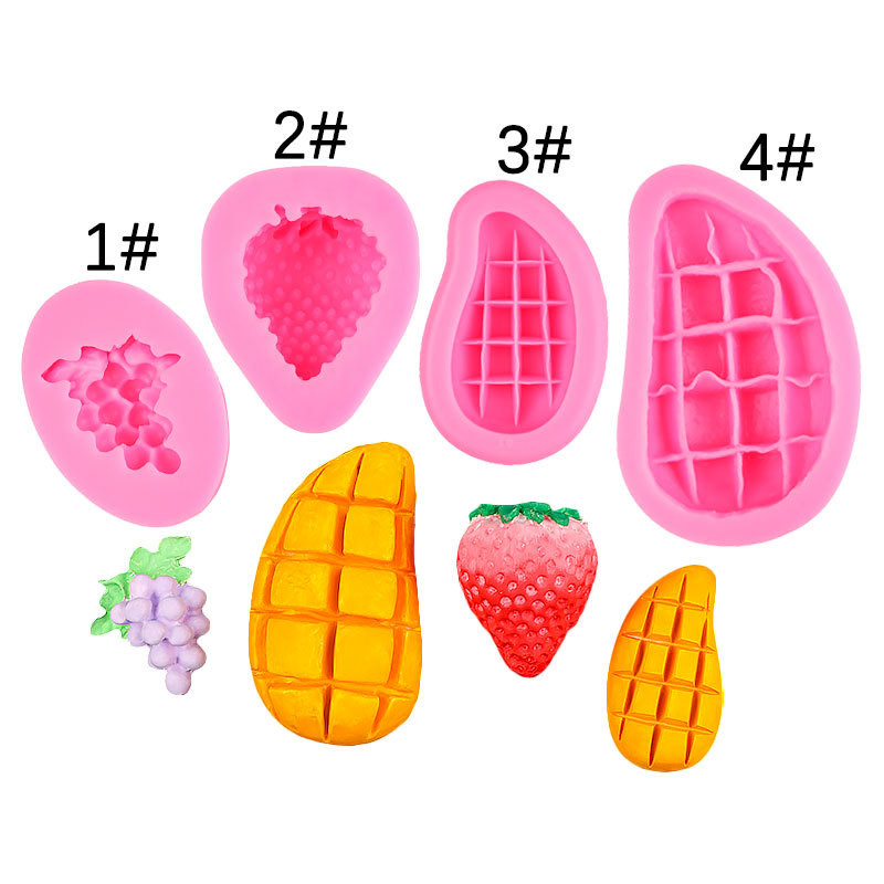 Simulation Strawberry Grape Mango Fondant Cake Silicone Mold Chocolate ...