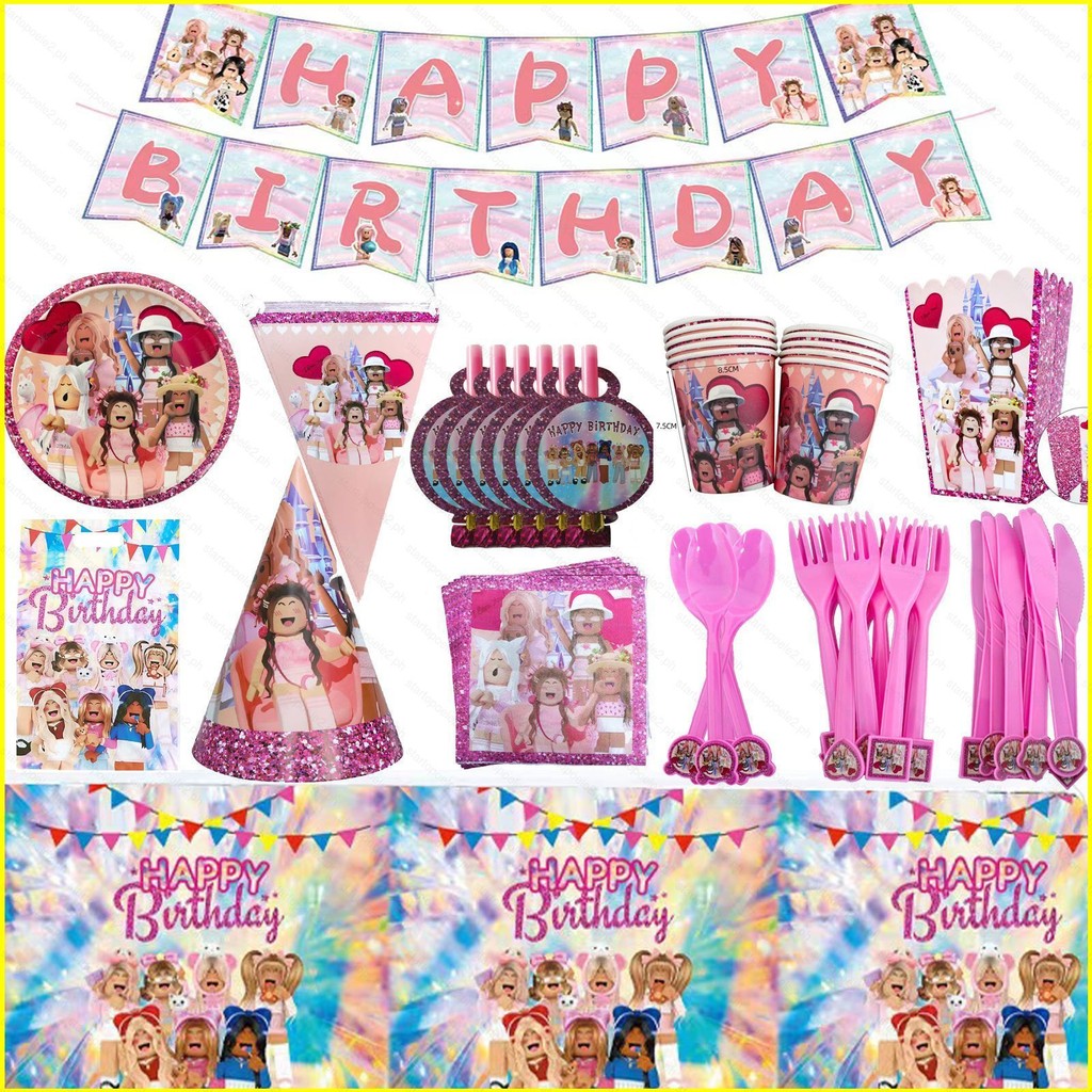 ST2 Pink Roblox Theme birthday party pennant banner cake topper ...