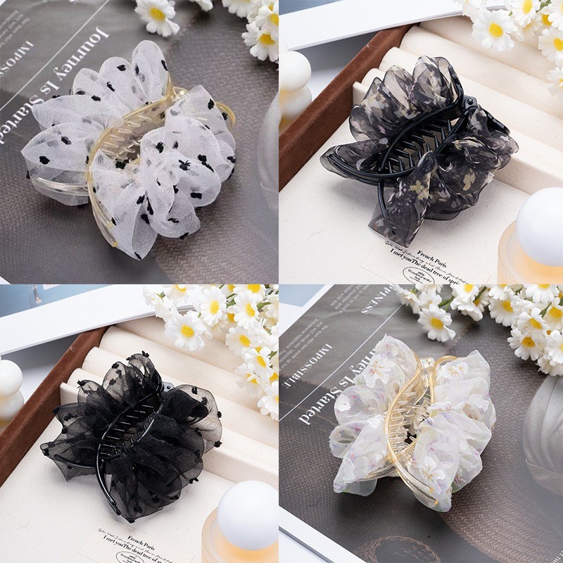 Sweet Fashion Multi-layered Pleated Chiffon Printed Hair Clip Cute ...