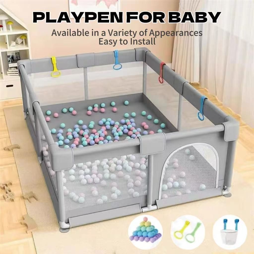 Indoor Baby Playpen with Foam Padding, Breathable Mesh, Sturdy Steel ...
