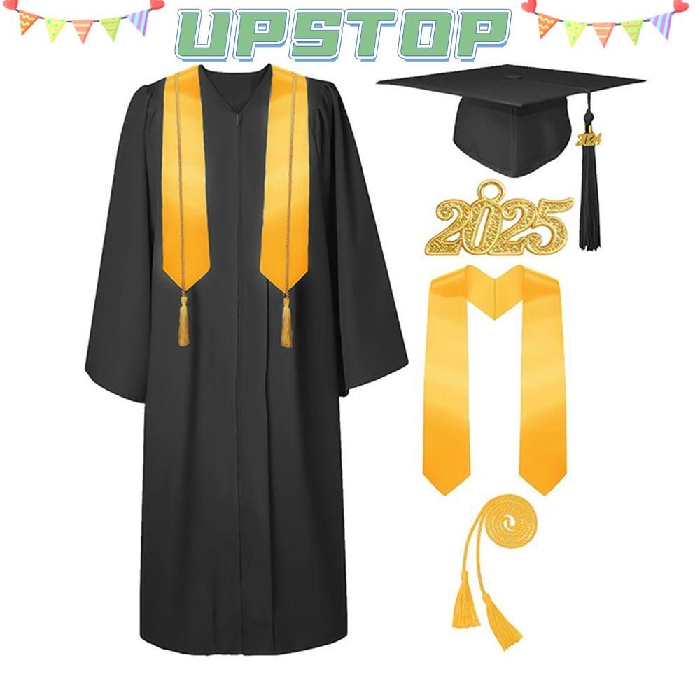 UPSTOPBO 5Pcs/Set Graduation Gown Set, Zipper Closure With Hat Tassel ...