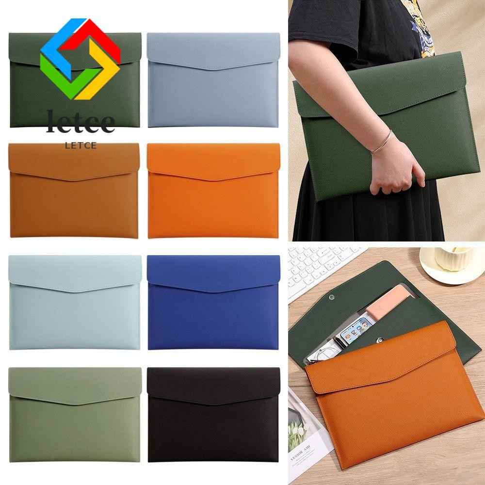 LETCE File Bag, A4 Large Capacity Leather File Folder, Stationery ...