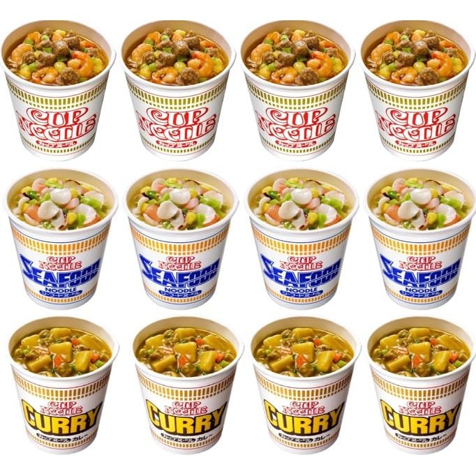 Nissin Cup Noodle Assortment of 3 Types, 12 Servings Including Cup ...