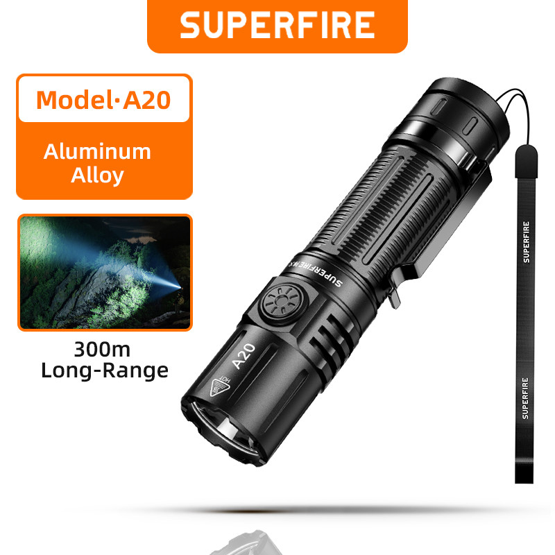 SUPERFIRE Flashlight A20 20W High-power 2000 Lumens Super Bright Type-C ...
