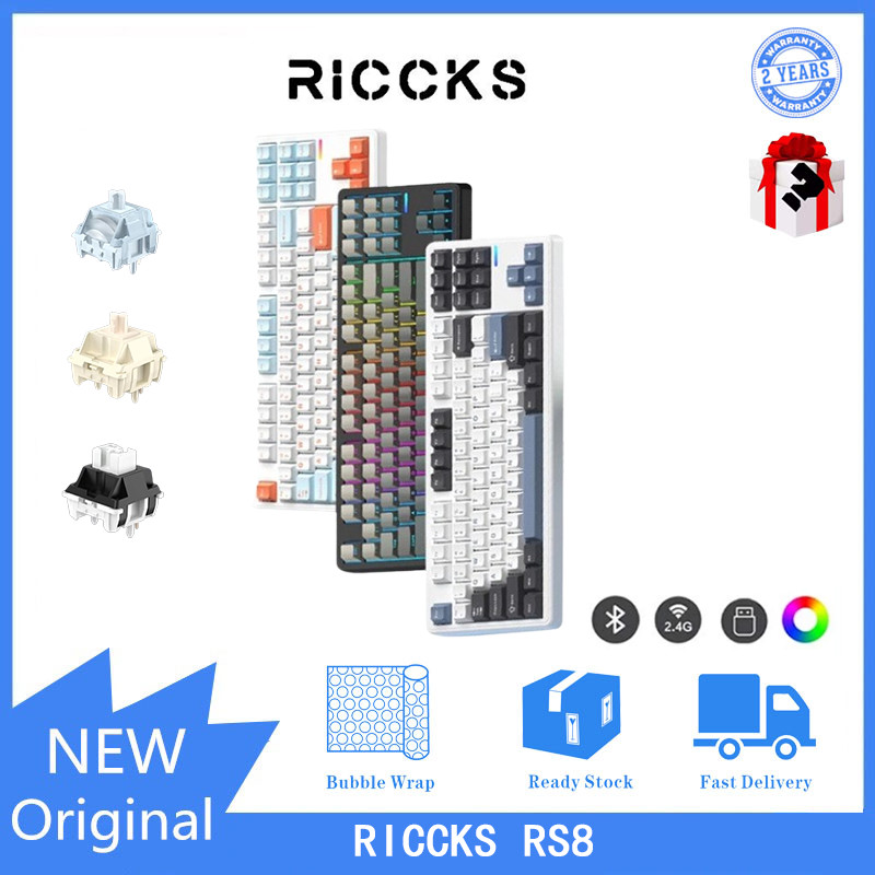 Riccks RS8 three mode mechanical keyboard 87 key side engraving | Shopee Philippines