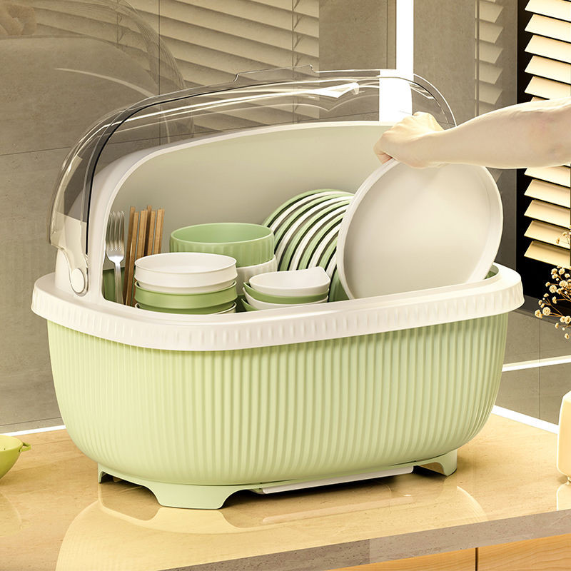Kitchen Tableware Storage Box Plastic Cupboard Clamshell Drain Dish ...