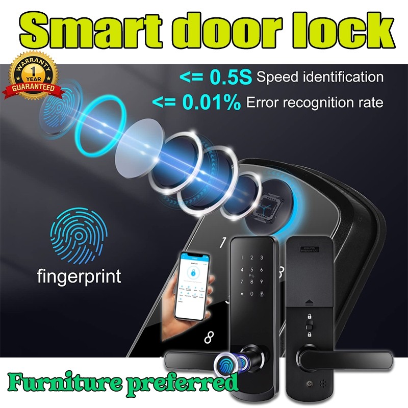 WIFI smart lock fingerprint password electronic biometric code digital ...