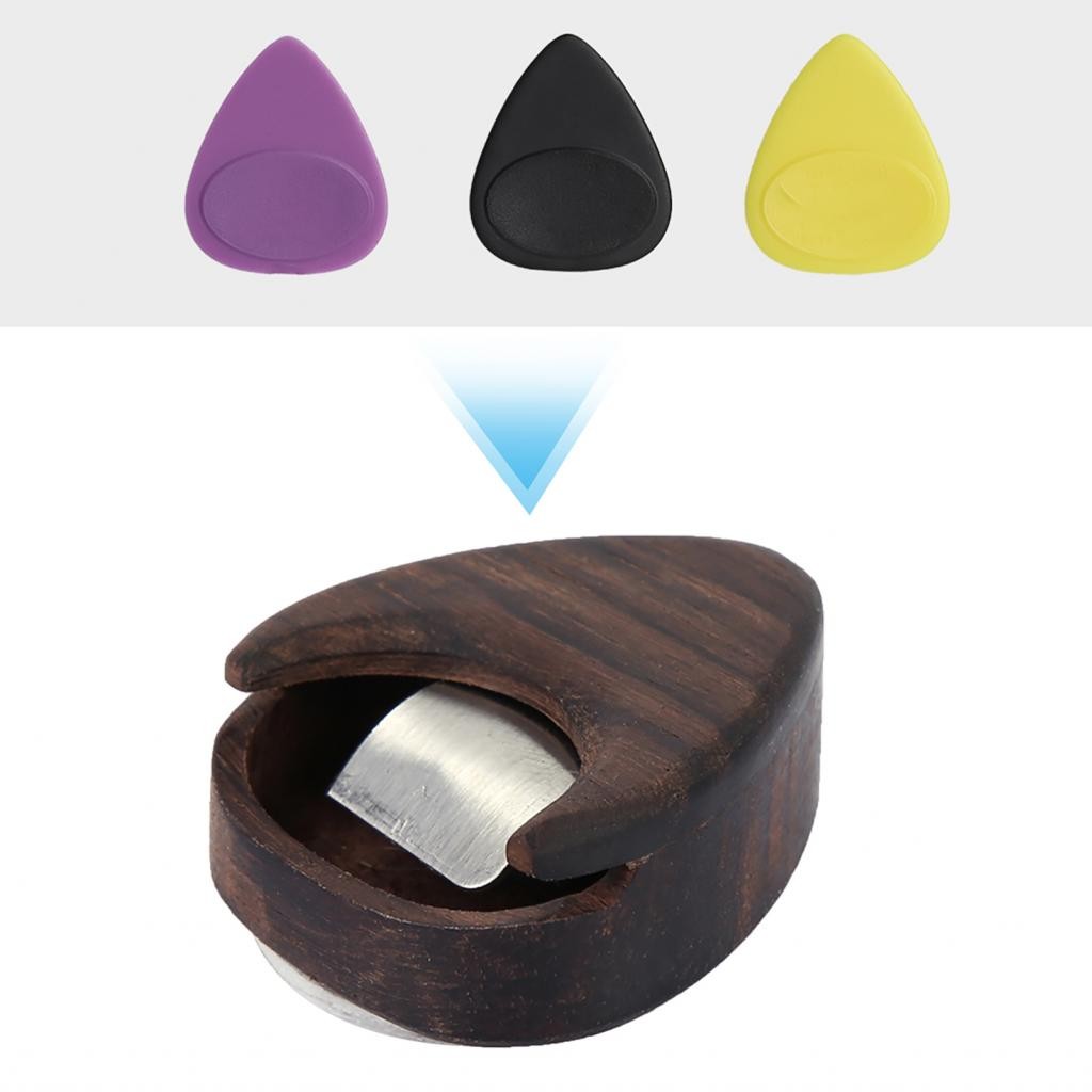 Premium Rose Wood Guitar Pick Box Heart Shaped Paste For Standard ...