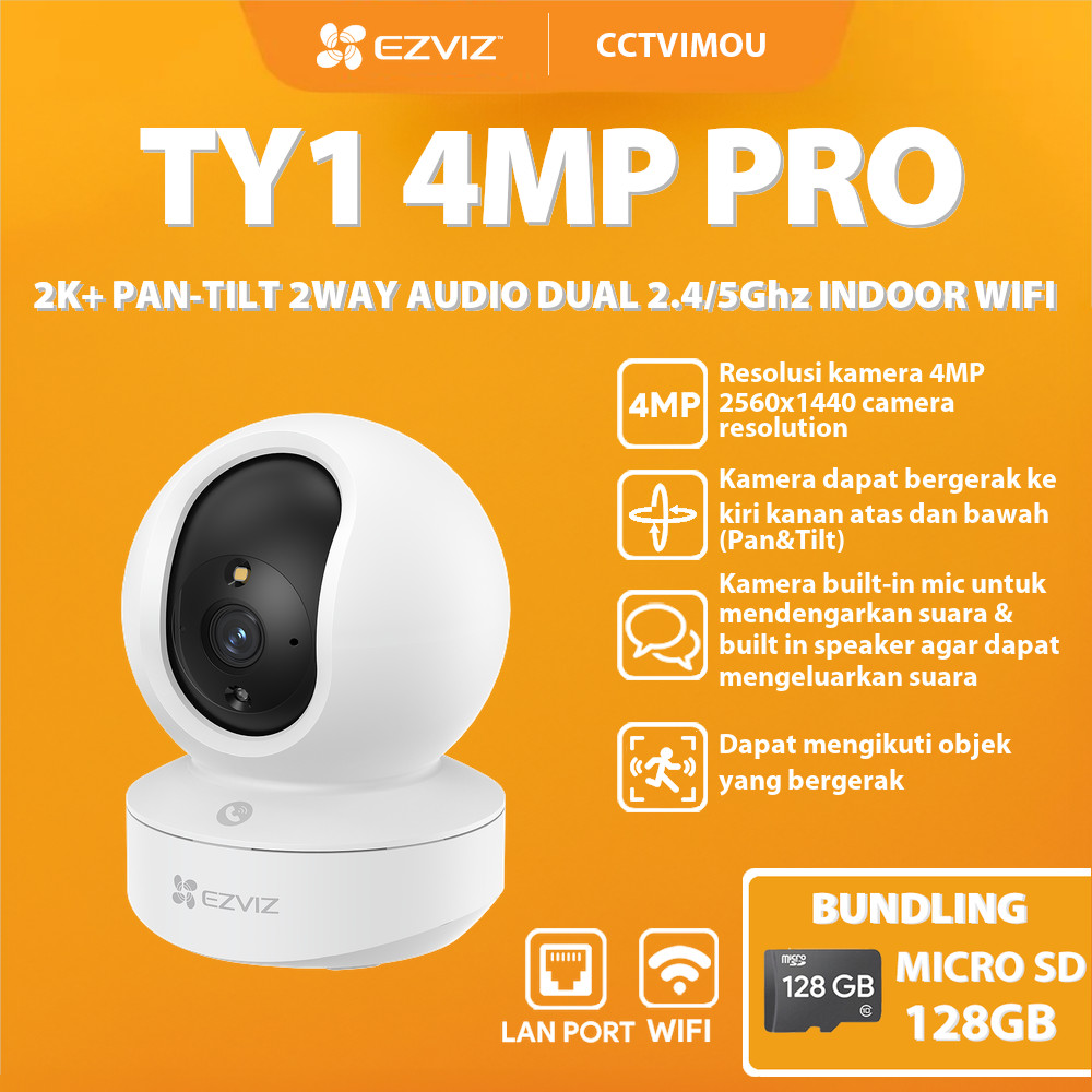 Ezviz TY1 4MP PRO 2K+ PAN-TILT 2WAY AUDIO DUAL 2.4/5GHZ INDOOR WIFI ...