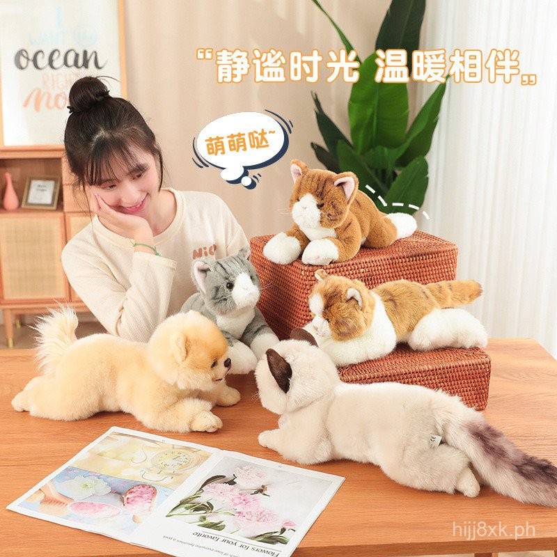 Simulation Series Lying Style Plush Toy Puppet Cat Doll Cute Lying ...