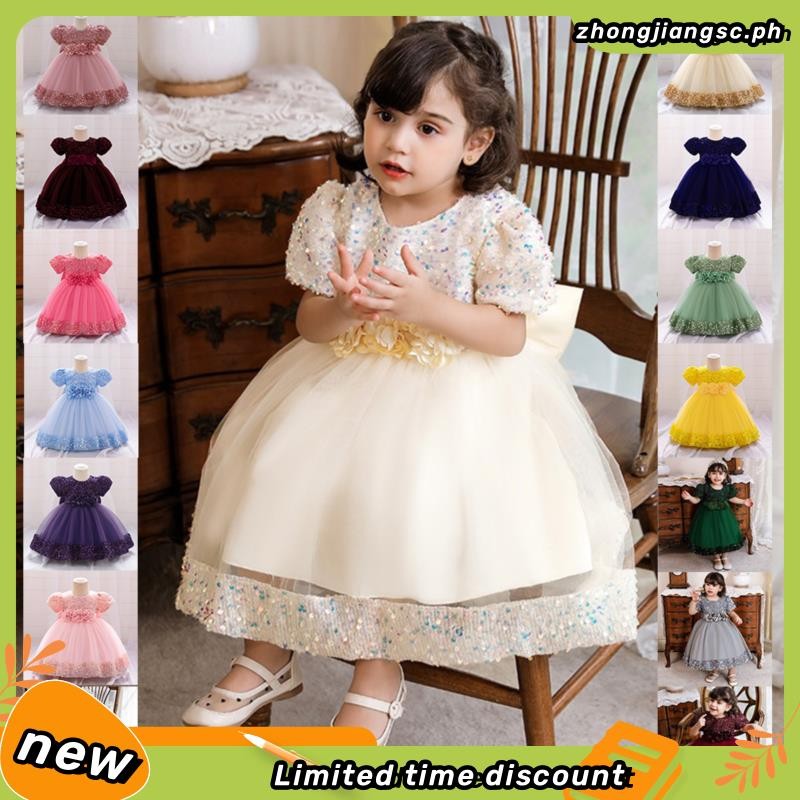 MQATZ Toddler Big Bow Sequin 1st Birthday Dress For Baby Girl Clothes ...