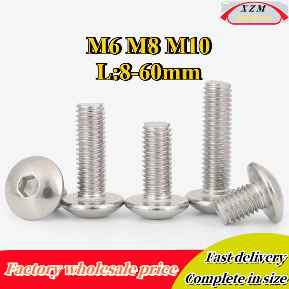 M6/m8/m10 A2-70 Hexagon Socket Screw Large Flat Head Screw SUS304 Mushroom Head Round Head Half ...