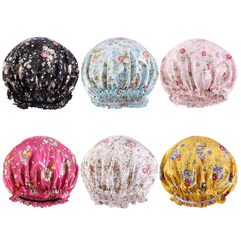 WY Women Satin Sleep Cap Floral Print Hair Bonnet Satin Night Sleep Hat ...