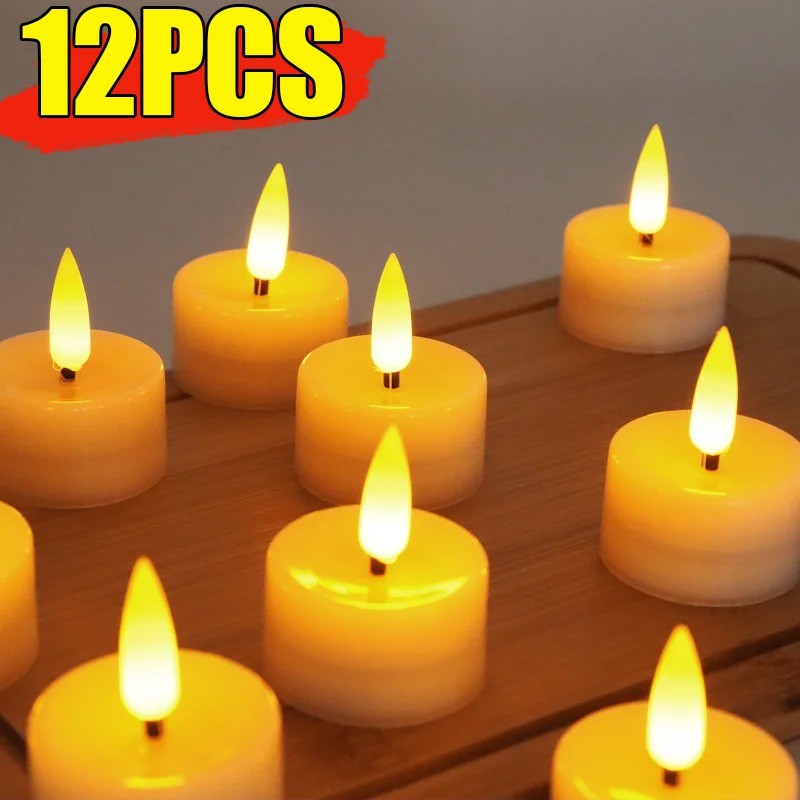 3/6/12Pcs LED Flameless Candle Lights / Battery Powered Tea Light ...