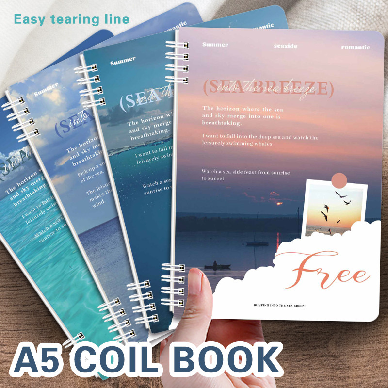 4PCS/Set A5 Spiral Notebook Simple Coil Student Notebook Landscape ...