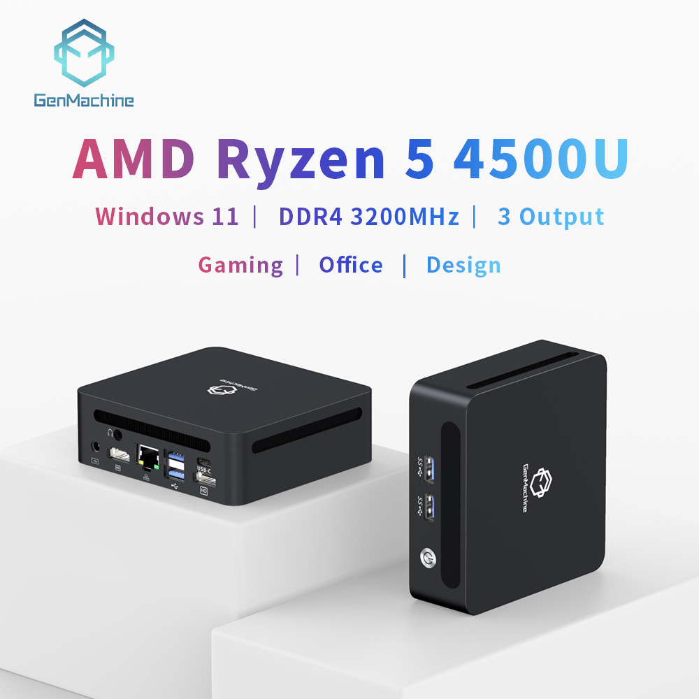 GenMachine Mini PC AMD R5 4500U Mini Desktop Computer Windows 11 DDR4 ...