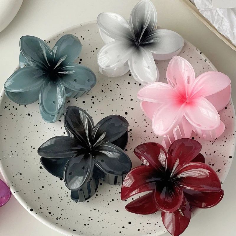 Plumeria Flower Hair Clamp for Woman New Korean Grab Hair Clip ...