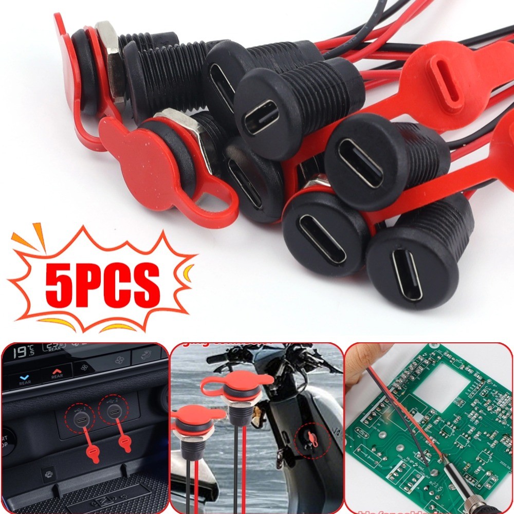 5V 3A Type-C Female Automobile Fast Charging Connector Waterproof 2 Pin ...