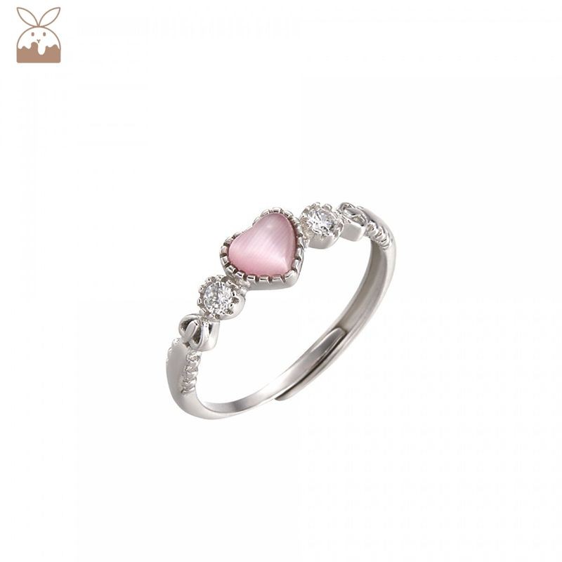 [CH] Love-heart Imitation Cat Eye Stone Ring Rhinestone Ring Sweet Cute ...
