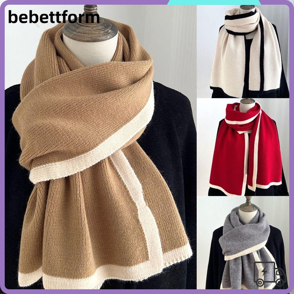 LUCKY Wool Scarf, Elastic Thick Knitted Scarves, Korean Style Striped ...