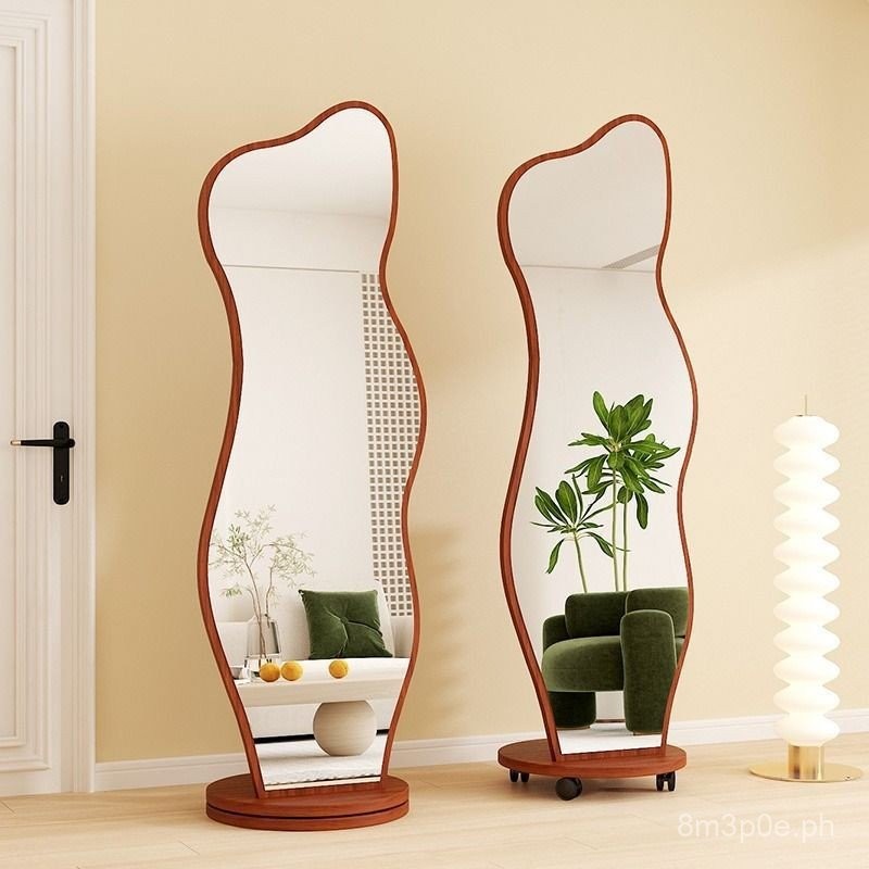 Full-Length Mirror Home Room Rotating Mirror Shaped Living Room Floor ...