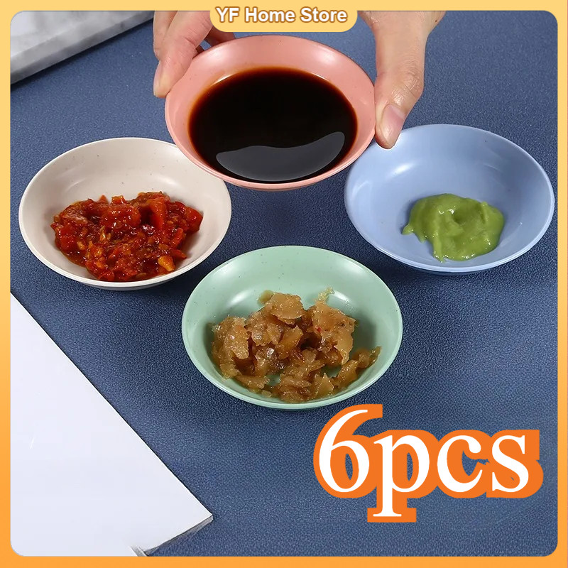 6pcs Wheat Straw Seasoning Dish Bpa Free Wheat Straw Plastic Mini Food ...