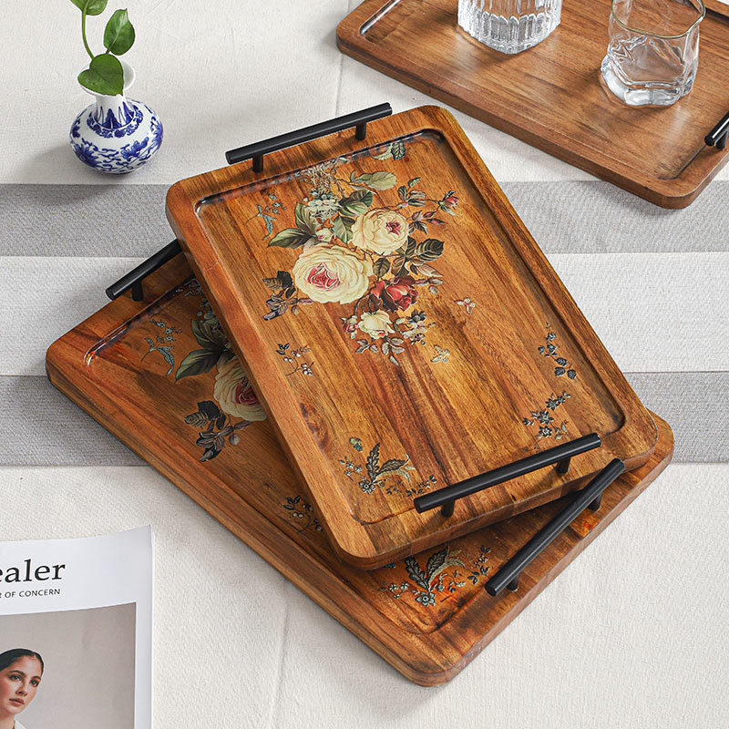 Solid Wood Pallet Chinese Rectangular Fruit Plate Lovesickness Wood ...