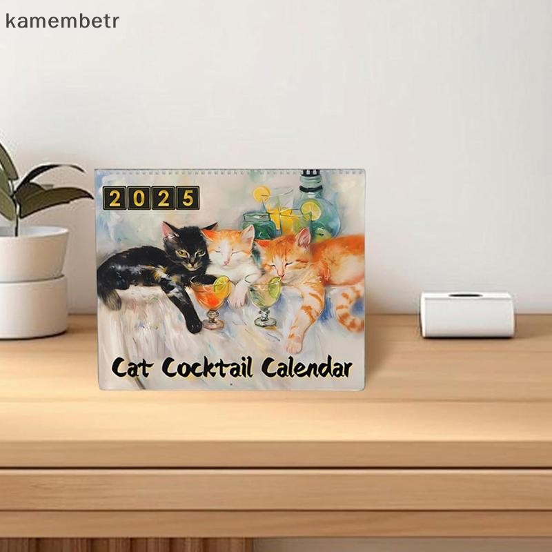 ka Funny Animal Desk Calendar Cat Wall Calendar 2025 Creative Cocktails ...