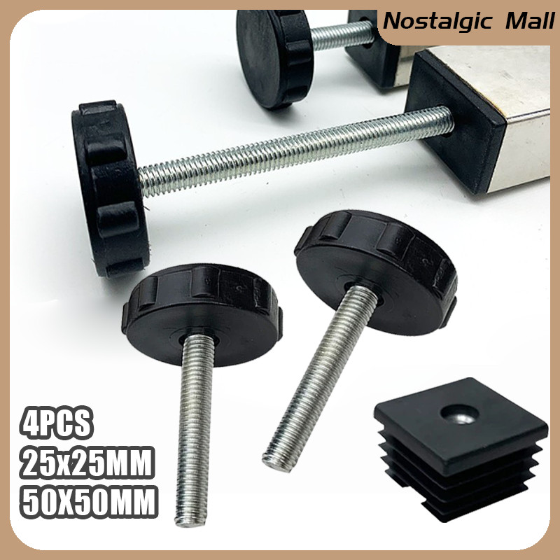 Adjustable Foot Mats 4pcs Square M8 With Nut Furniture Pipe Plug Chair ...