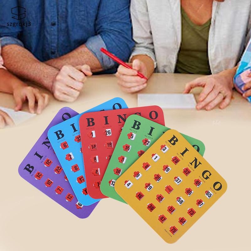 [szgrqkj3] 5x Reusable Large Print Bingo Game Set Fun Sturdy Shutter ...