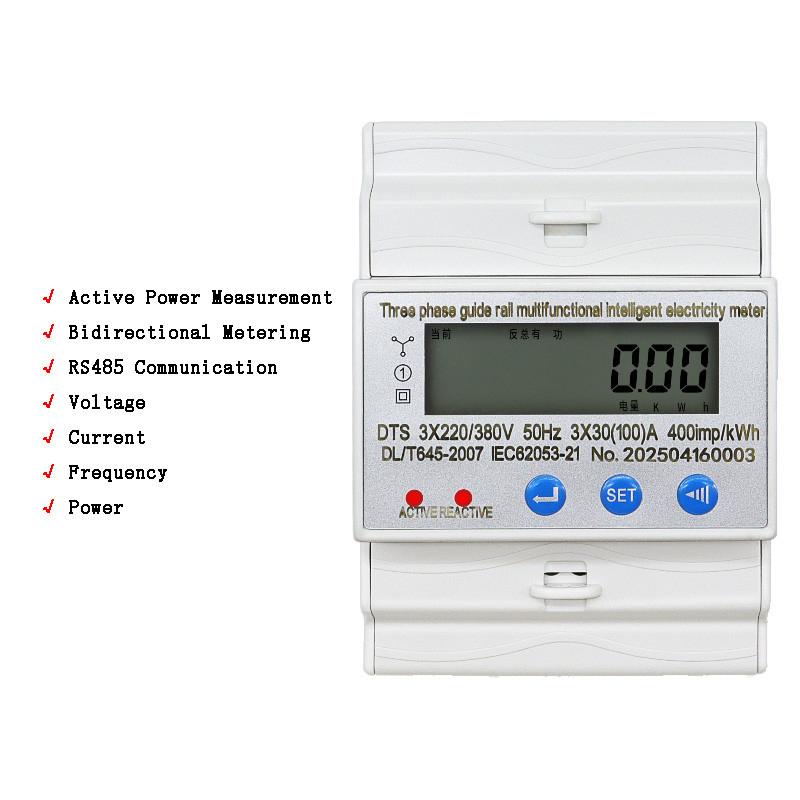 Three Phase Multifunctional Energy Meter V A HZ RS485 4P Electronic ...