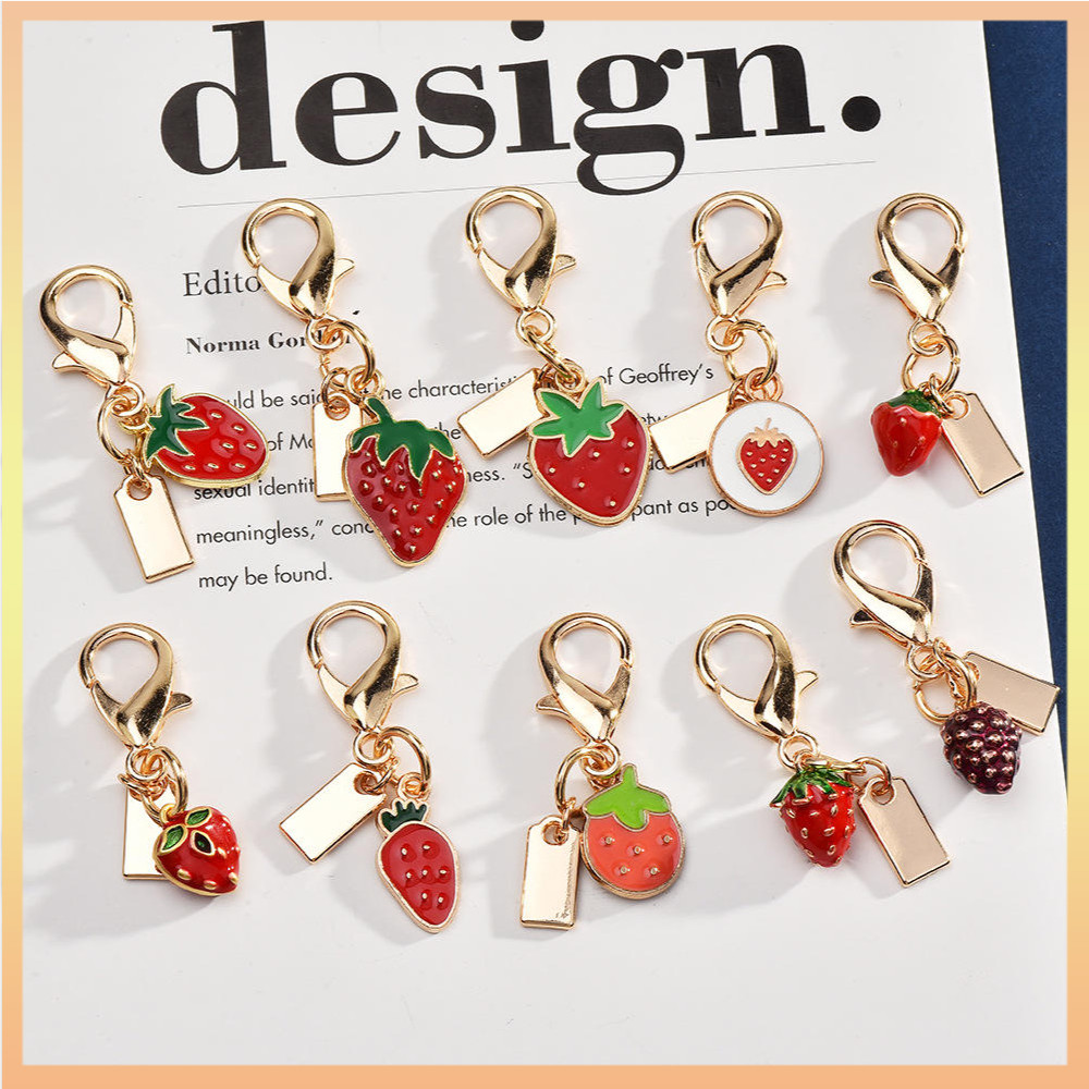 Diy Car Keychain Red Strawberry Charm Cute Portable Keychain Gift For ...