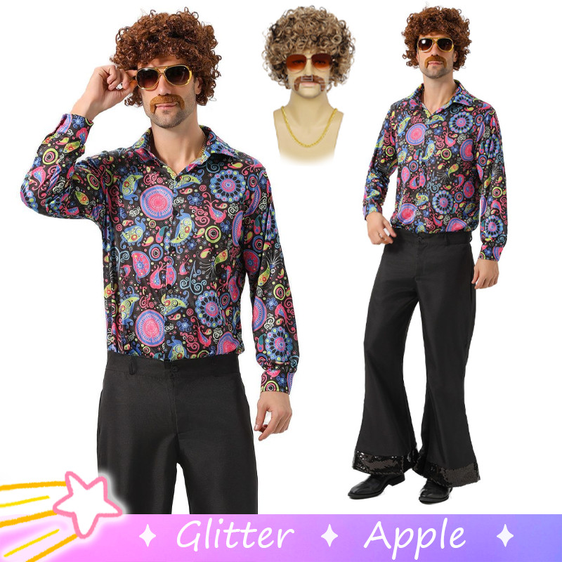 Classic Disco 70-80s Hiphop Retro Shirt Pants Set For Man Adult Band Beatles Michael Jackson ...