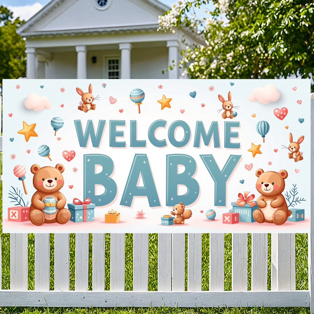 Welcome Baby Backdrop , Welcome Home Baby Girl Banner for Baby Shower ...